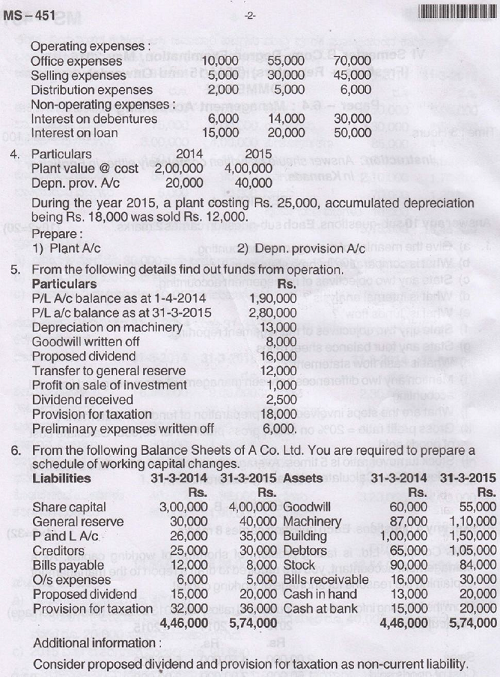 Bangalore University B.Com Management Accounting May 2016 Question ...