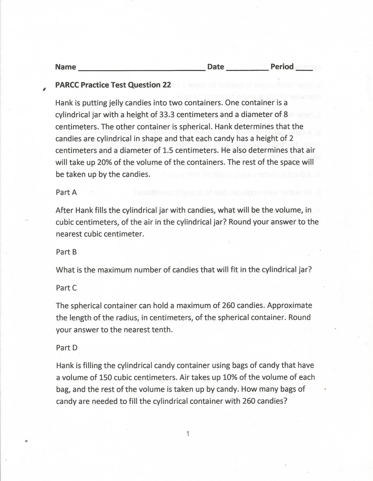 Geometry, Common Core Style: PARCC Practice Test Question 22 (Day 165)