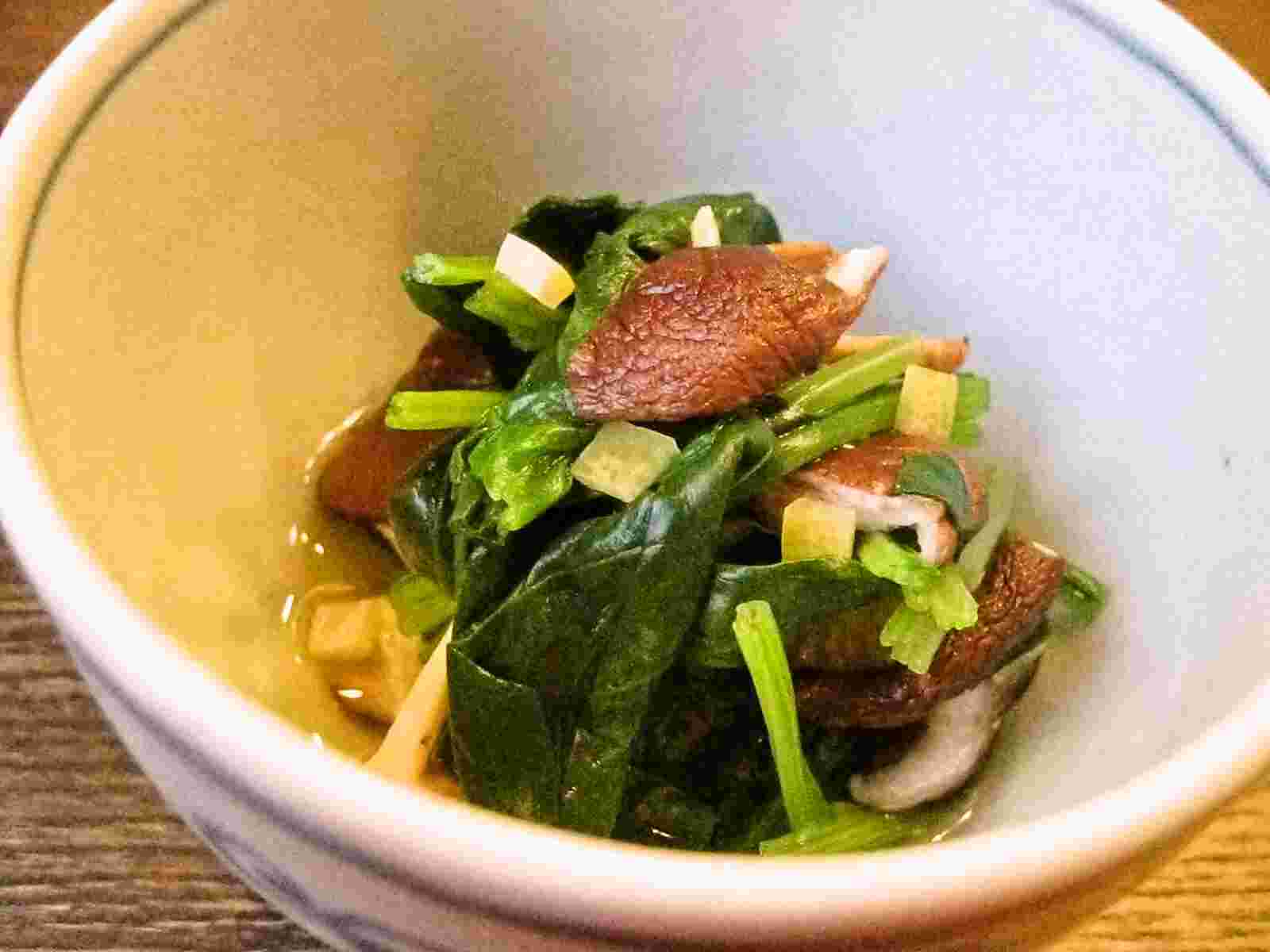 Recipes for Tom: Horenso to yaki-shiitake no remon-bitashi / lemon ...