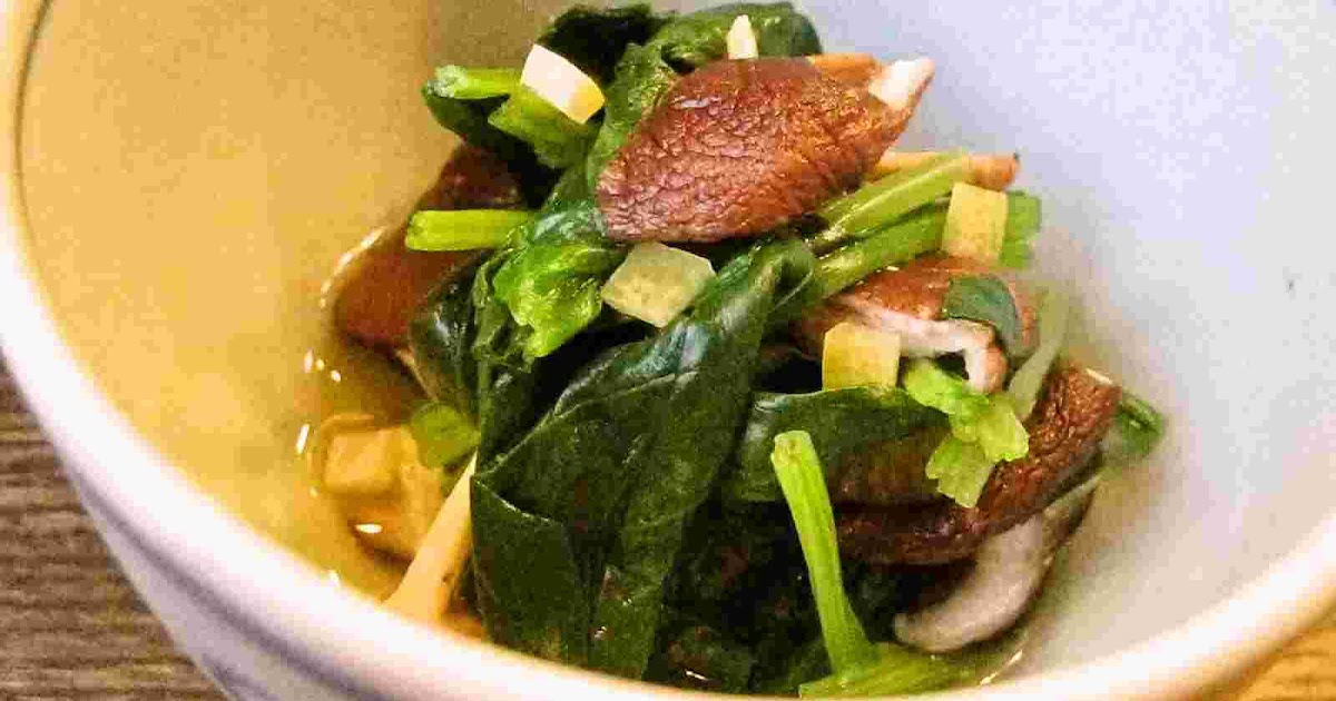 Recipes for Tom: Horenso to yaki-shiitake no remon-bitashi / lemon ...