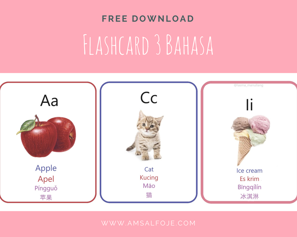 [Free Download] Flash Card Print 3 Bahasa | amsaLFoje -A Long Life Learner-