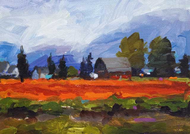 John K. Harrell Fine Art : Tulip Fields 5 x 7 Acrylic of Washington ...