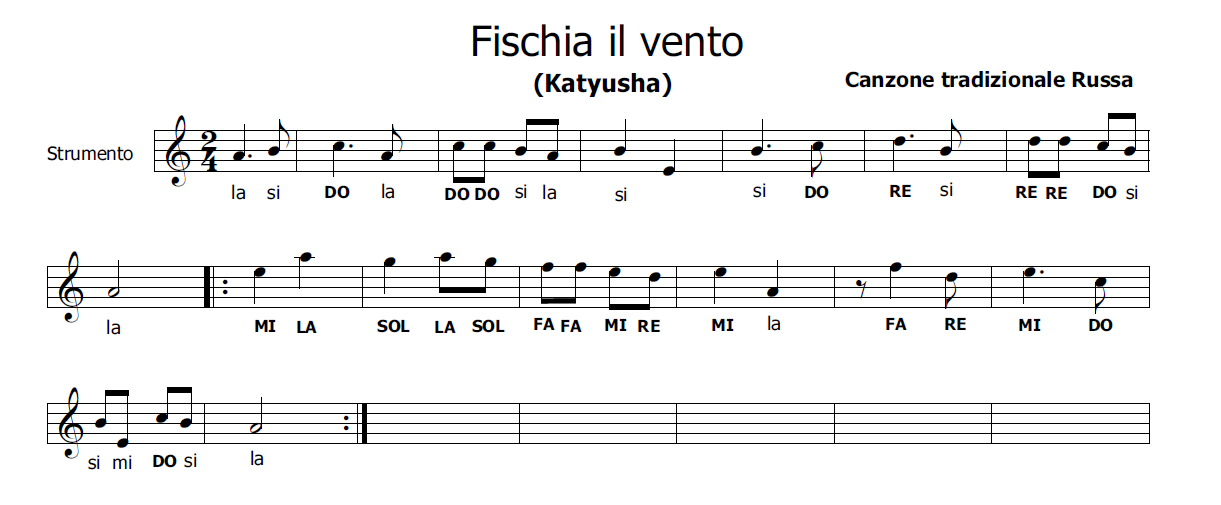 Musica e spartiti gratis per flauto dolce: Fischia il vento spartito Musica e spartiti gratis per flauto dolce: Fischia il vento spartito