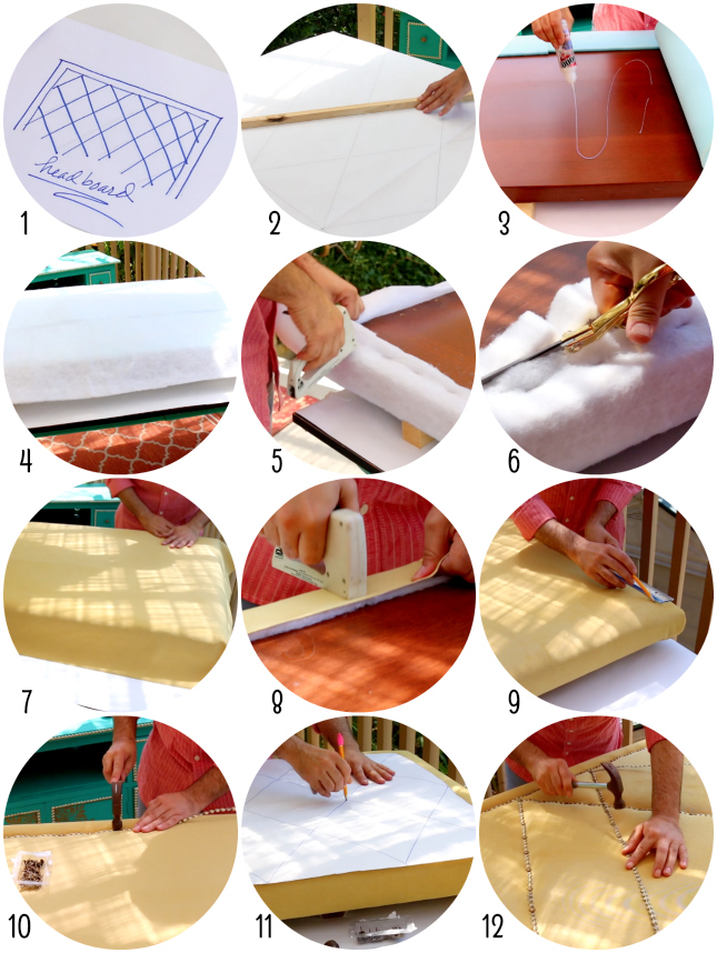 Mark Montano: Harlequin Pattern Nailhead Trim Headboard