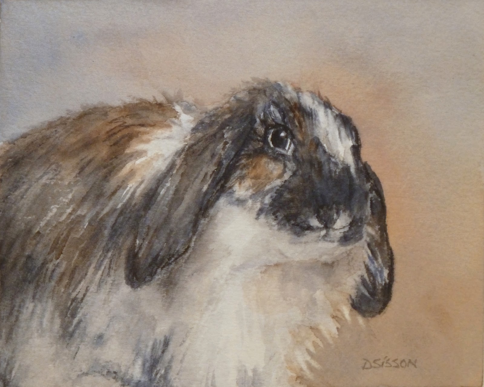 Daily Painting Projects: Lop Eared Rabbit Watercolor Painting Pet Art ...