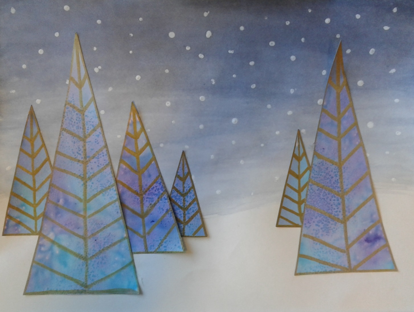 a faithful attempt: Contemporary Evergreen Trees Mixed Media Collage