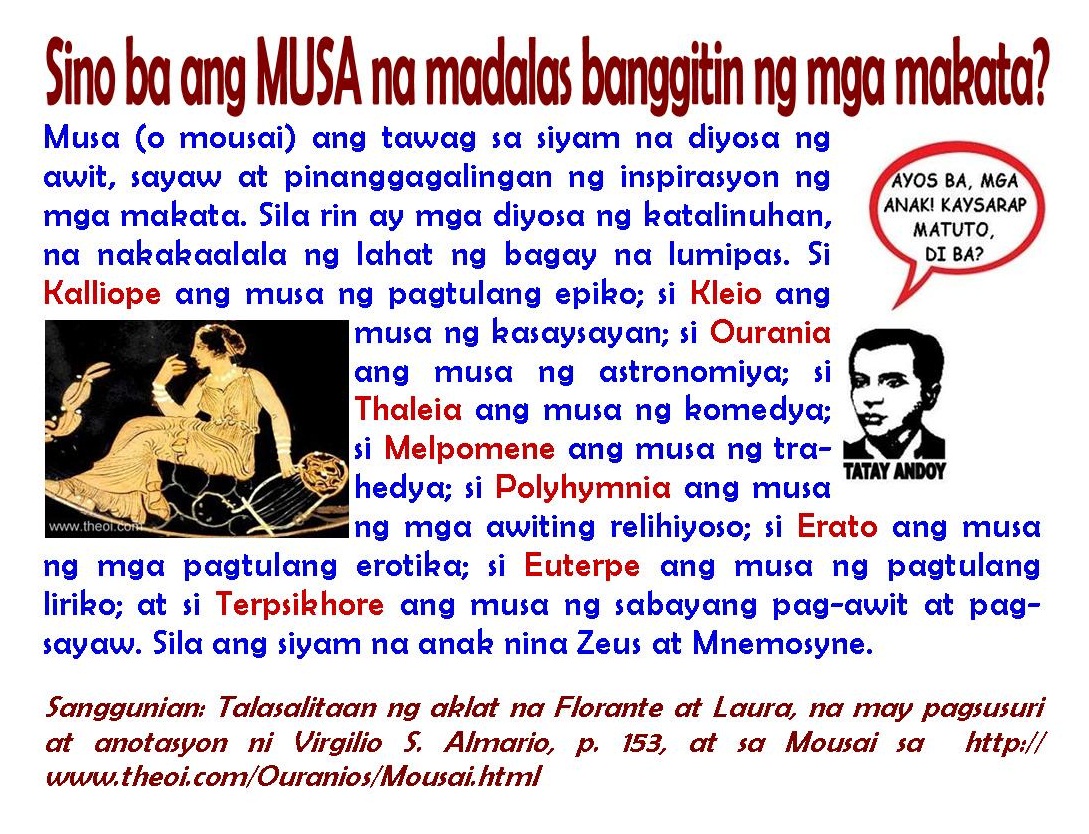 Sino ba ang MUSA na madalas banggitin ng mga makata?