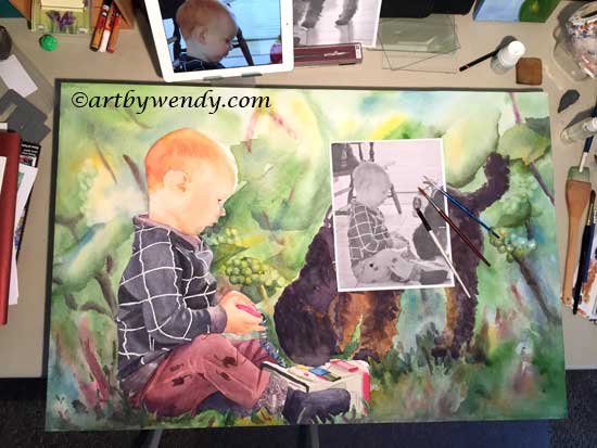 Art by Wendy: Working on Over-sized Watercolours - Painting & Drawing Tips