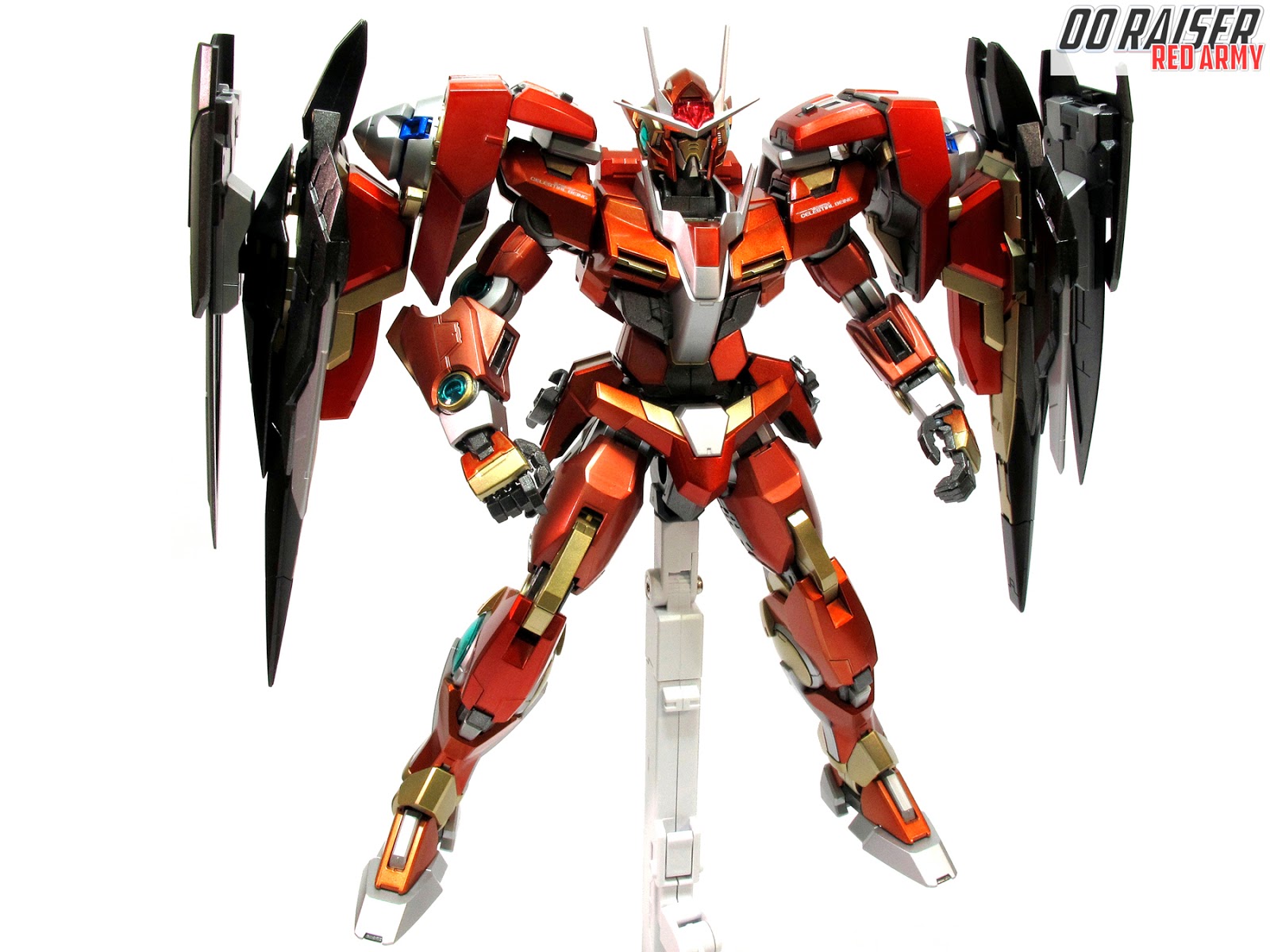 GUNDAM GUY: MG 1/100 GN-0000 + GNR-010 00 Raiser [Red Army] - Painted Build