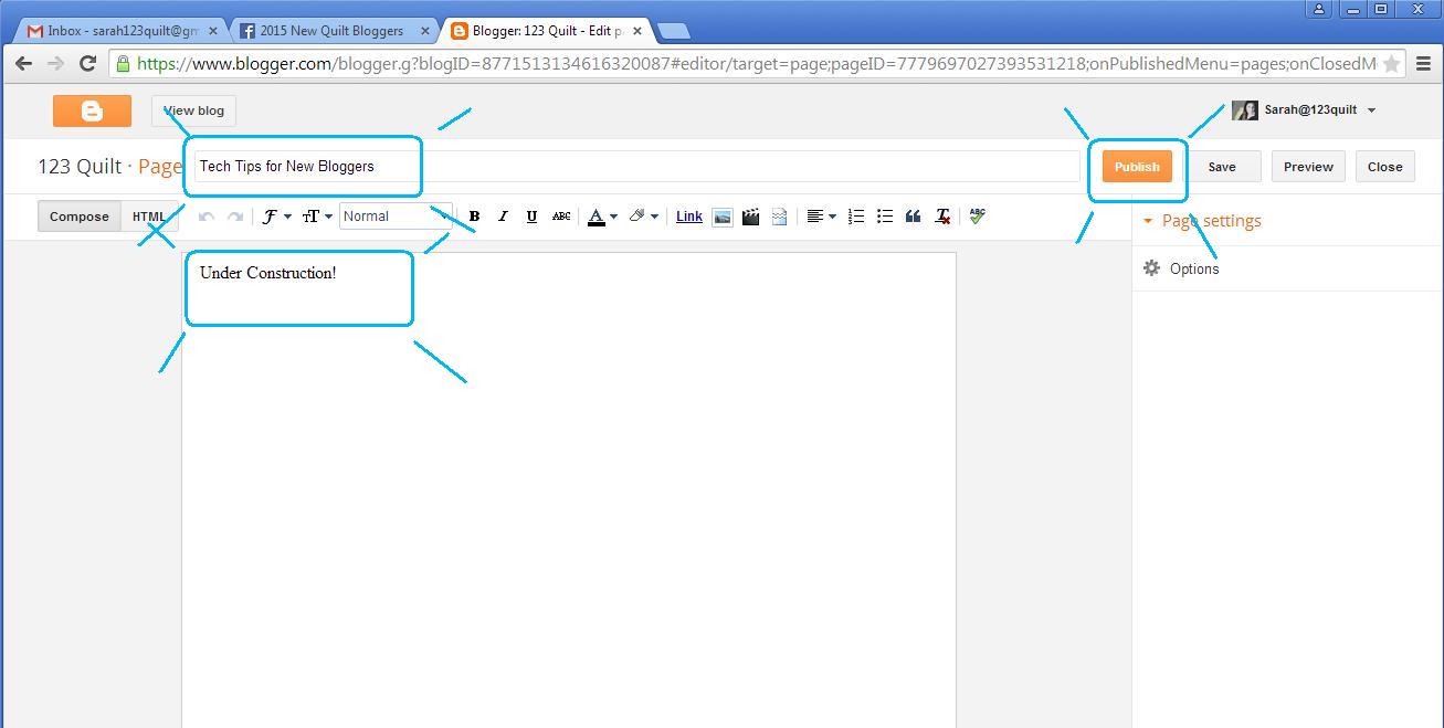123 Quilt: How to add Tabs to Your Menu Bar in Blogger