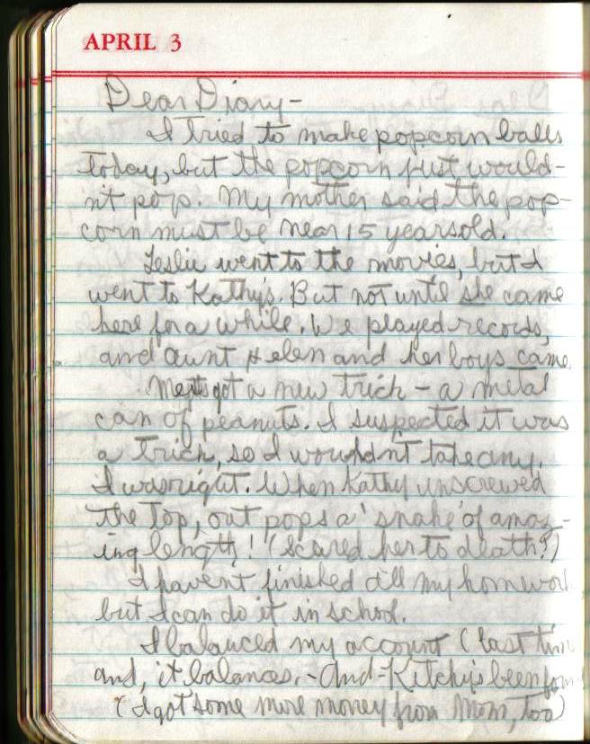 A Luminous Halo: Diary April 3, 1960: Miet's Got a New Trick