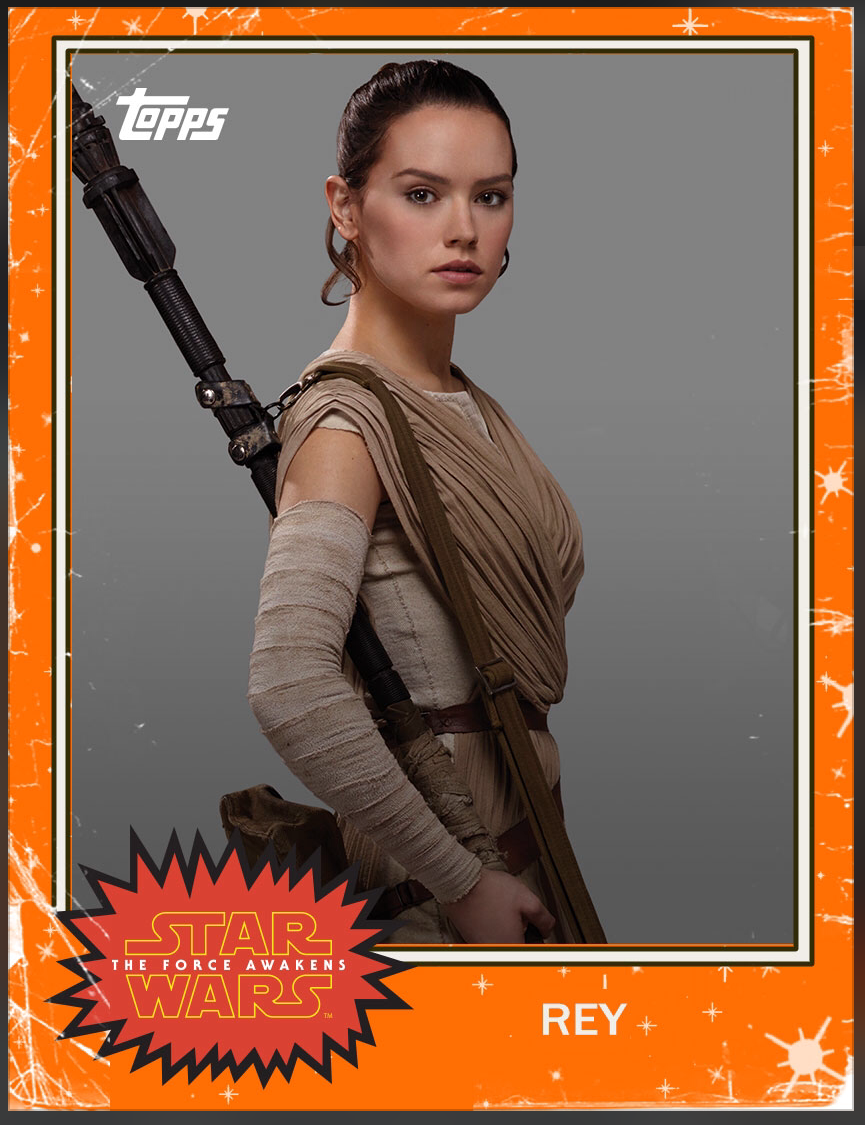 Rey trading card from Star Wars: The Force Awakens