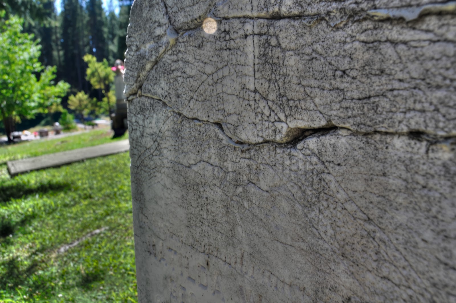This Life in Ruins: cracked grave stone, roslyn, wa
