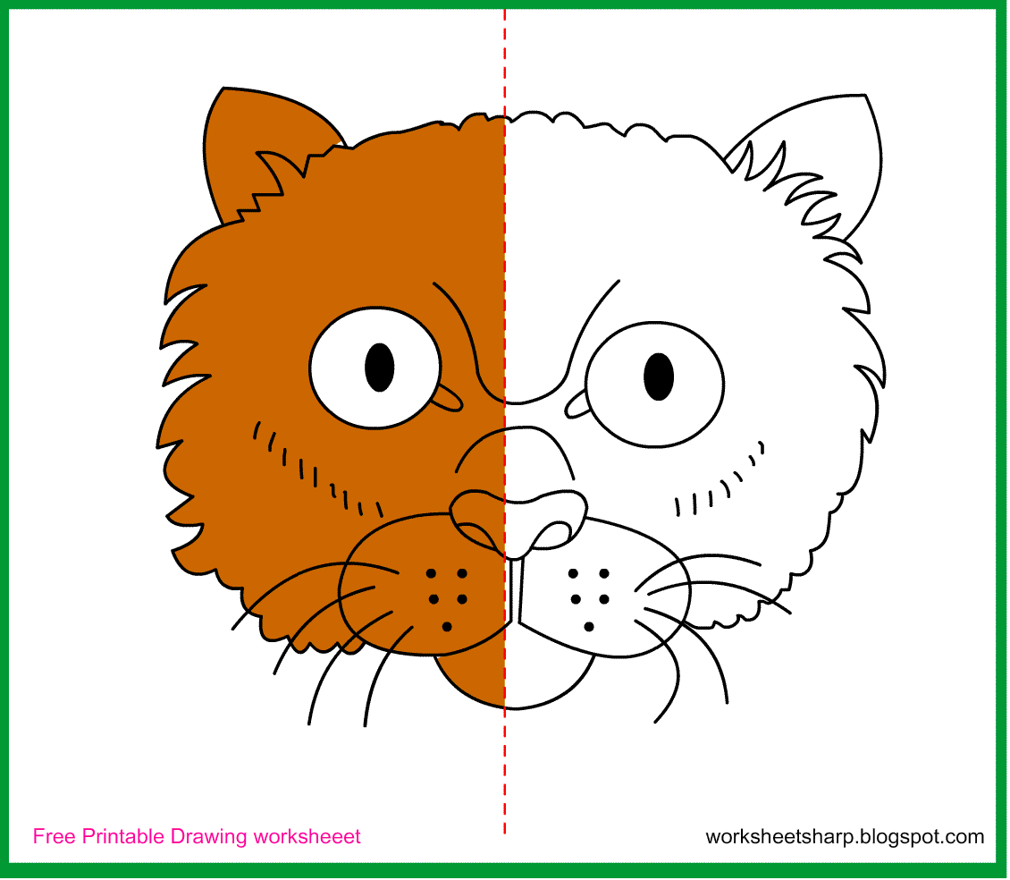 Free Drawing worksheets Printable: Cat Face Drawing worksheets