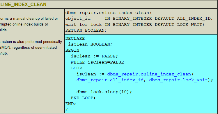Resolvendo O Erro Ora 08104 Com A Procedure Dbmsrepaironlineindexclean Ao Criar Um índice