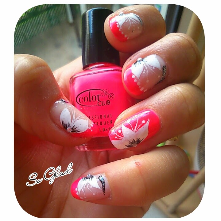 So Glad : Nail Art sur French Rose Fluo