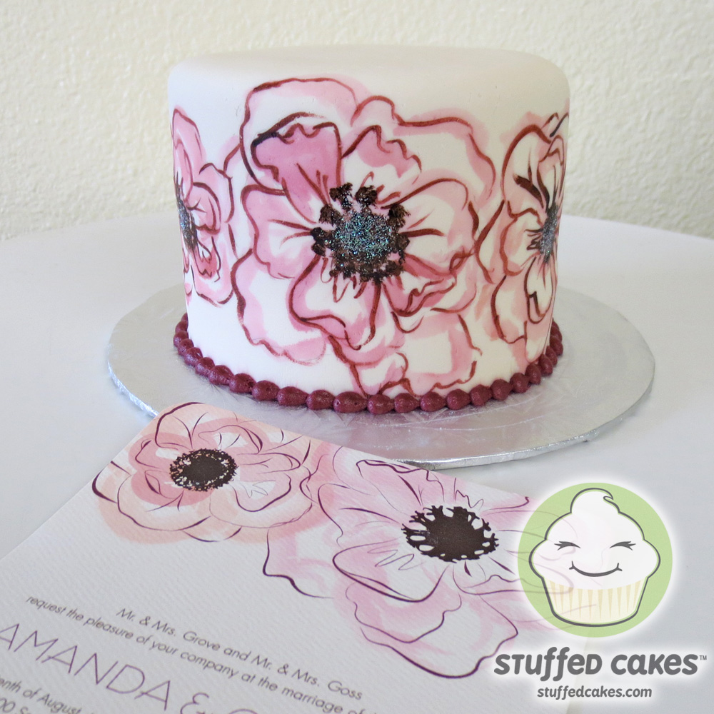 Stuffed Cakes: Hand Painted Cutting Cake to Match Invitations