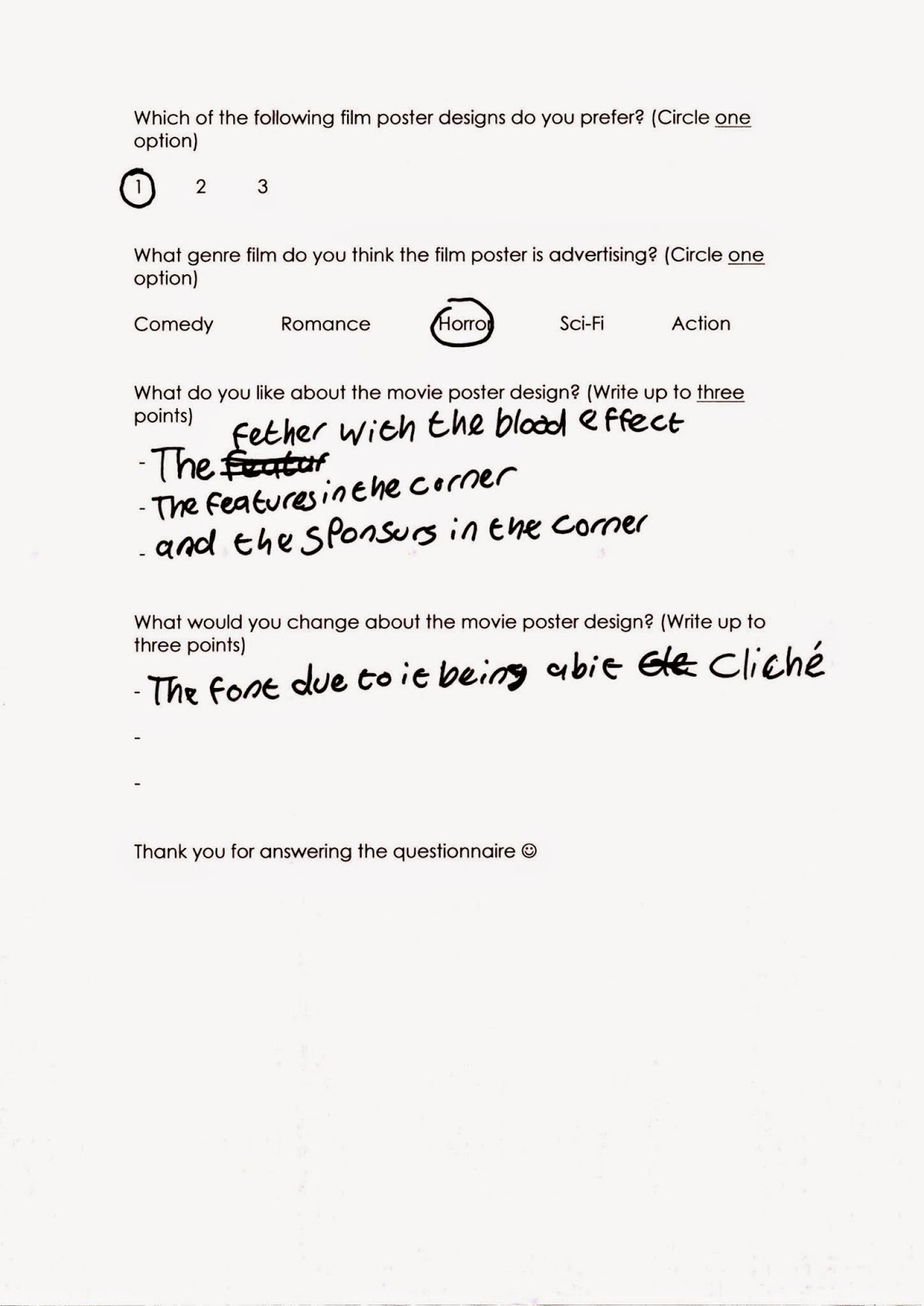 Rosie Lines A-Level Media Studies: Final Poster Design - Questionnaire ...