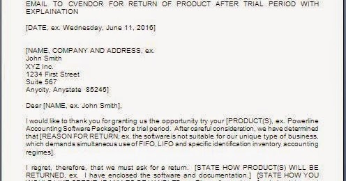 Material Return Letter to Supplier