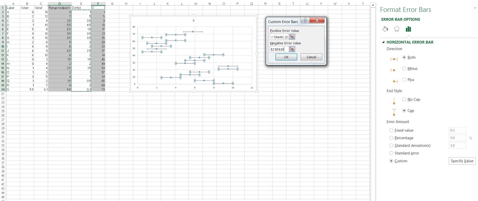 Advanced Graphs Using Excel : XY start and end type plot