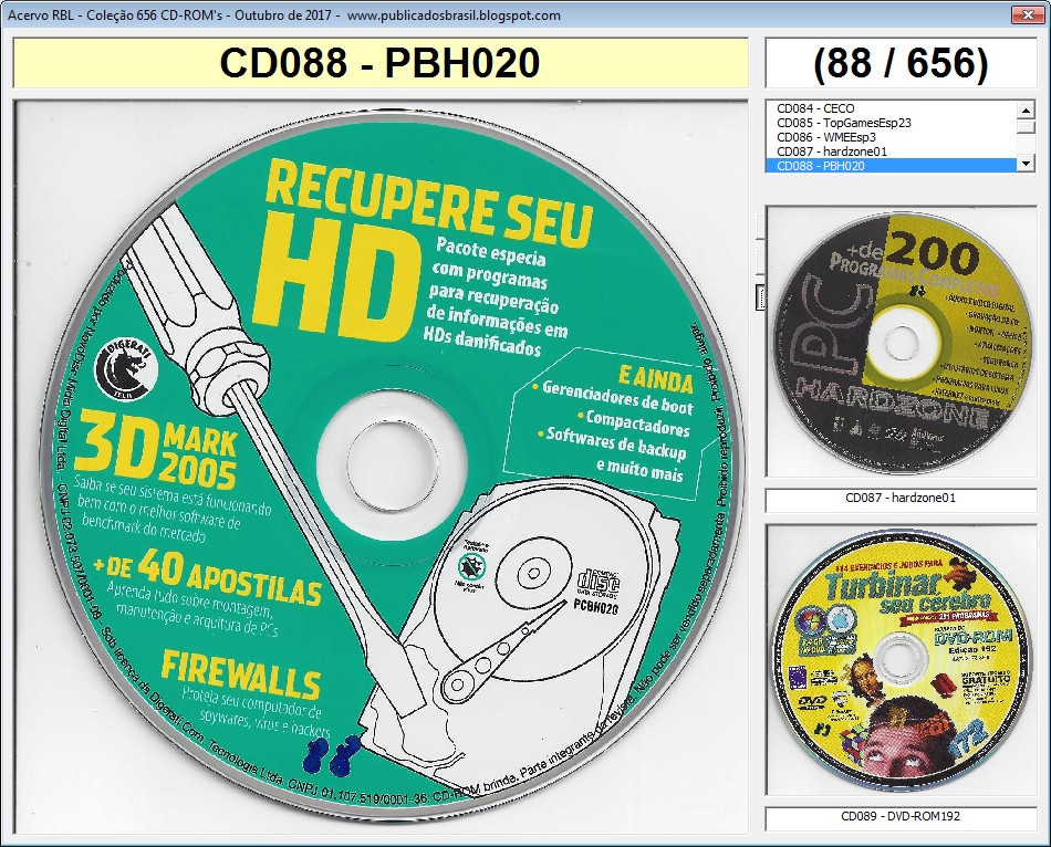 PUBLICADOS BRASIL: Coleção 656 CD-ROM's - Parte 1 de 3 - Outubro de 2017