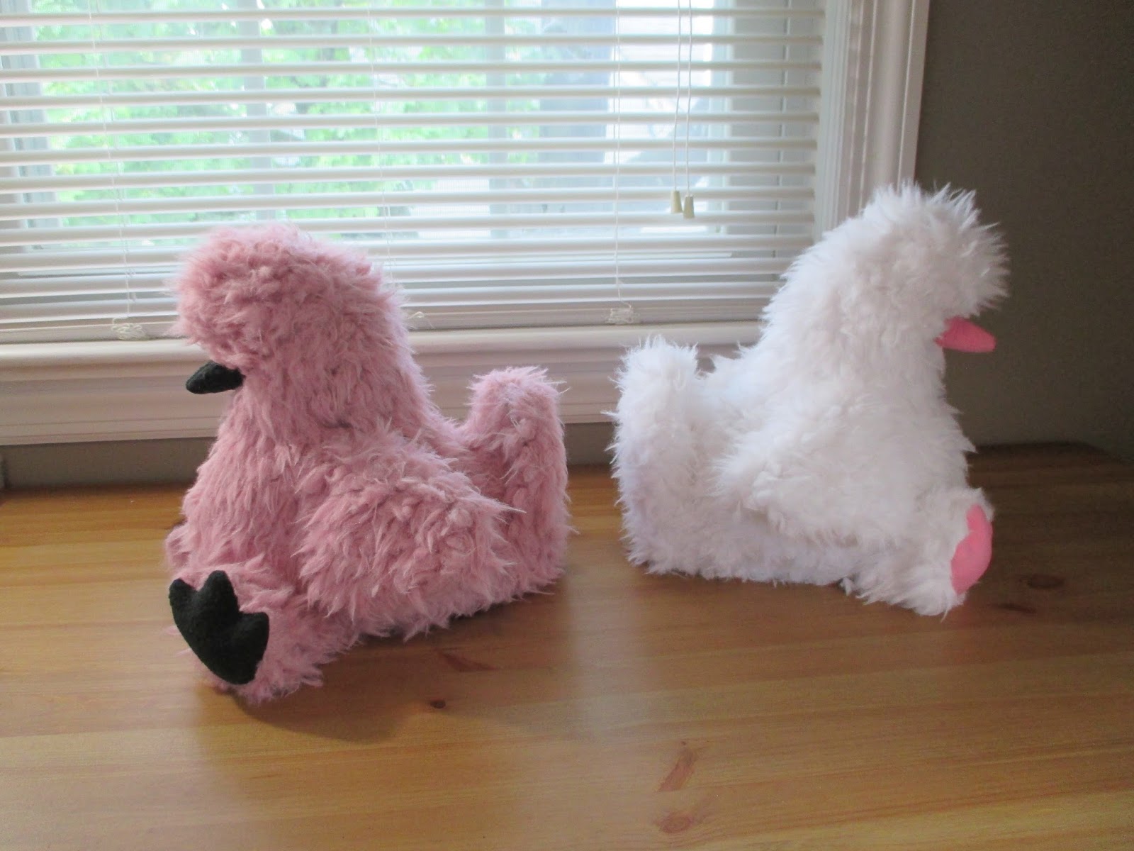 Fleece Menagerie: Pink Silkie Chicken and White Silkie Chicken (SOLD)