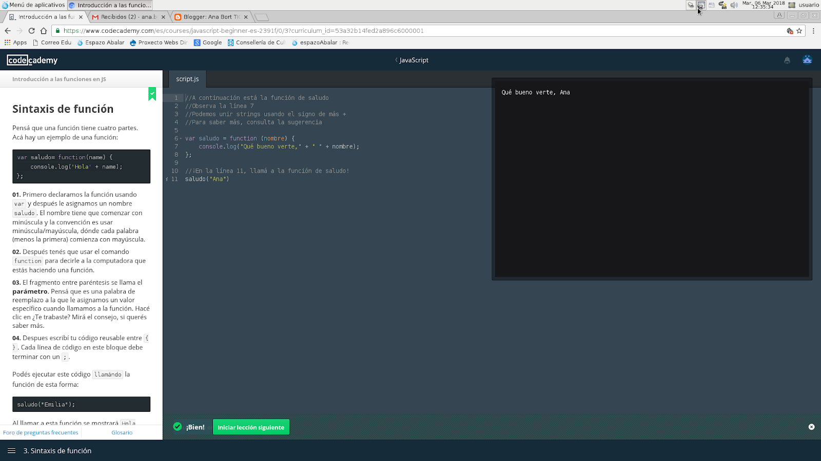 Ana Bort TIC 2º BACH: INTRODUCCIÓN A LAS FUNCIONES EN JAVA SCRIPT