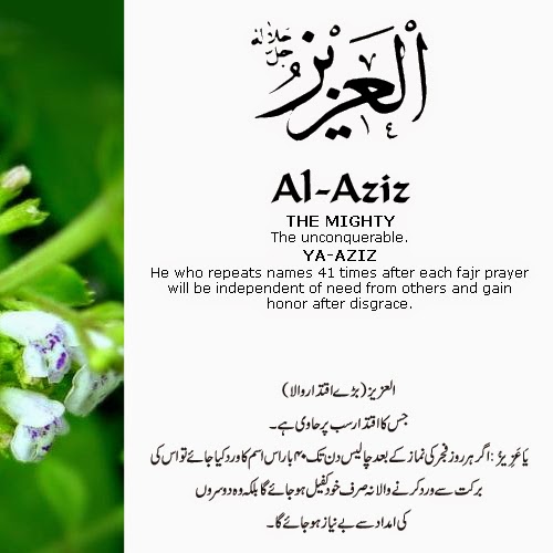 The 99 Beautiful Names of Allah with Urdu and English Meanings: 7- AL-Aziz
