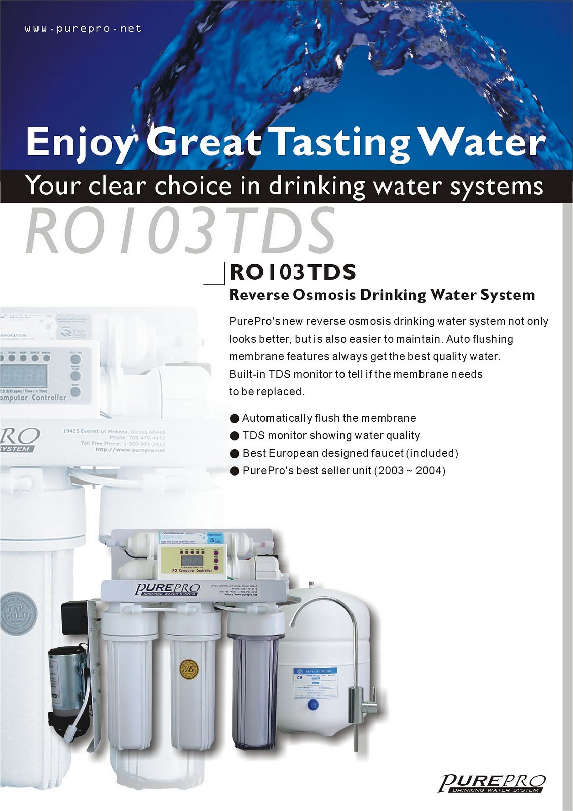 PurePro® RO103TDS Reverse Osmosis Pure Water Filtration System