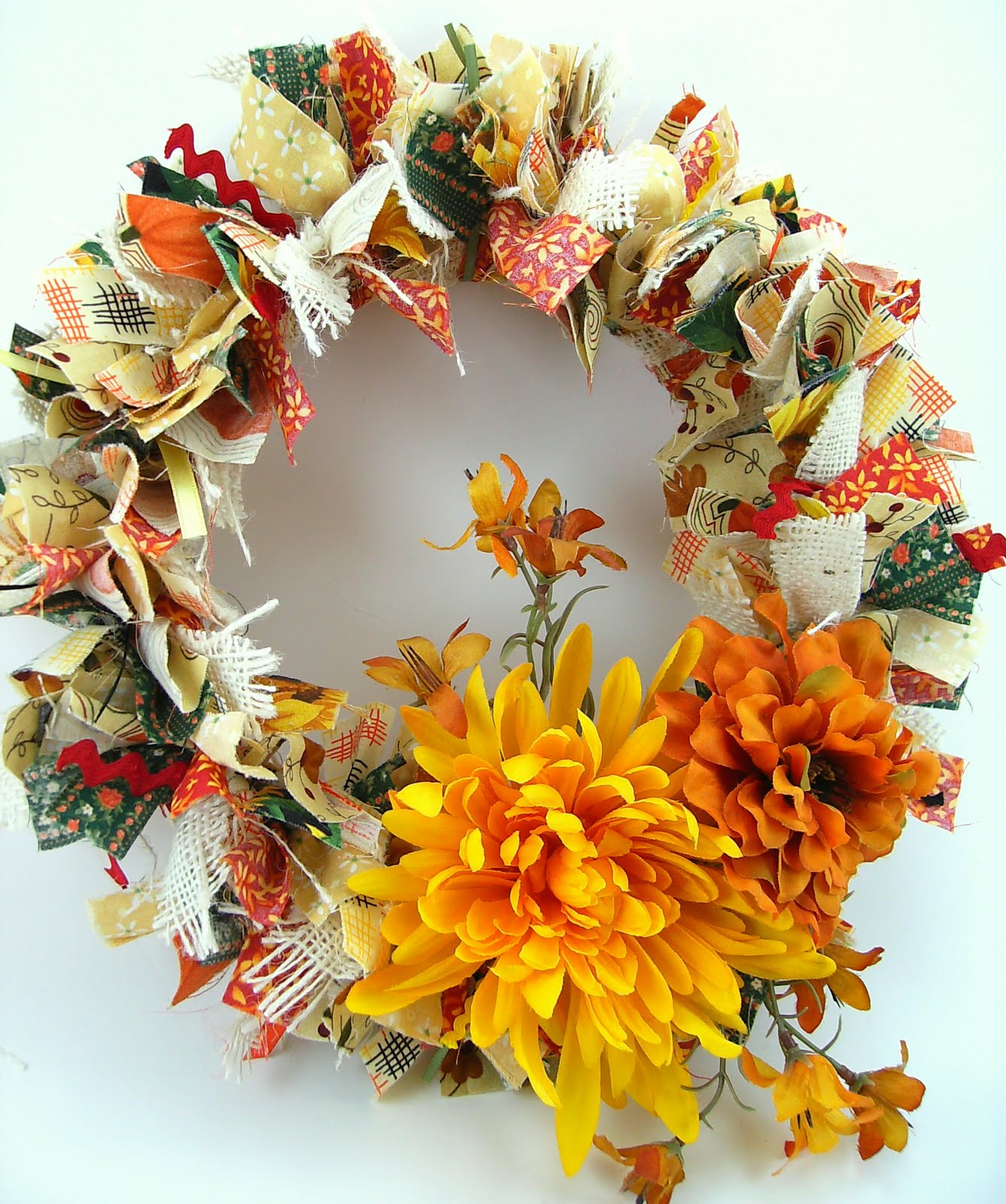 Autumn Harvest Rag Wreath | Bumbleberries Boutique