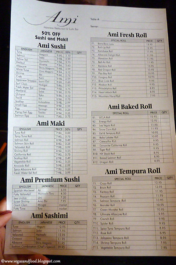 Ami Japanese restaurant - Westwood - Vegas and Food