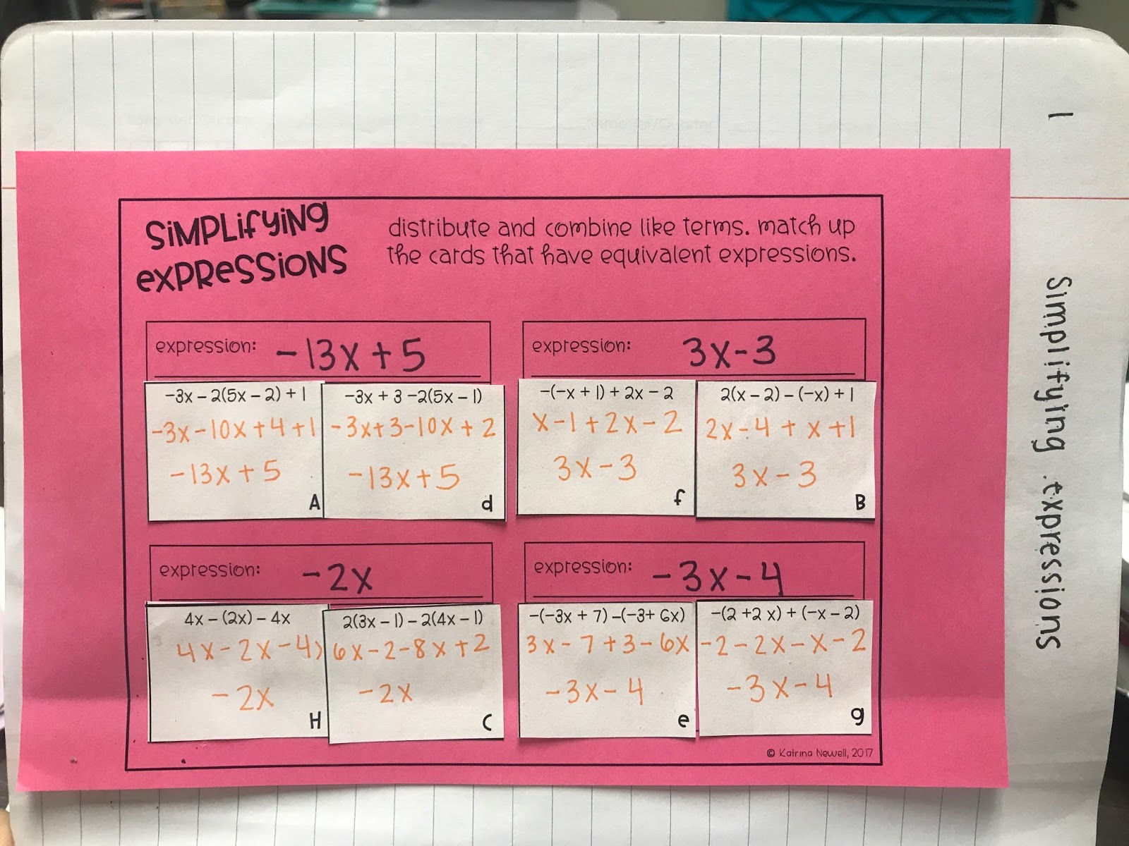 Simplifying Expressions w/ Two Step Equations INB | Mrs. Newell's Math