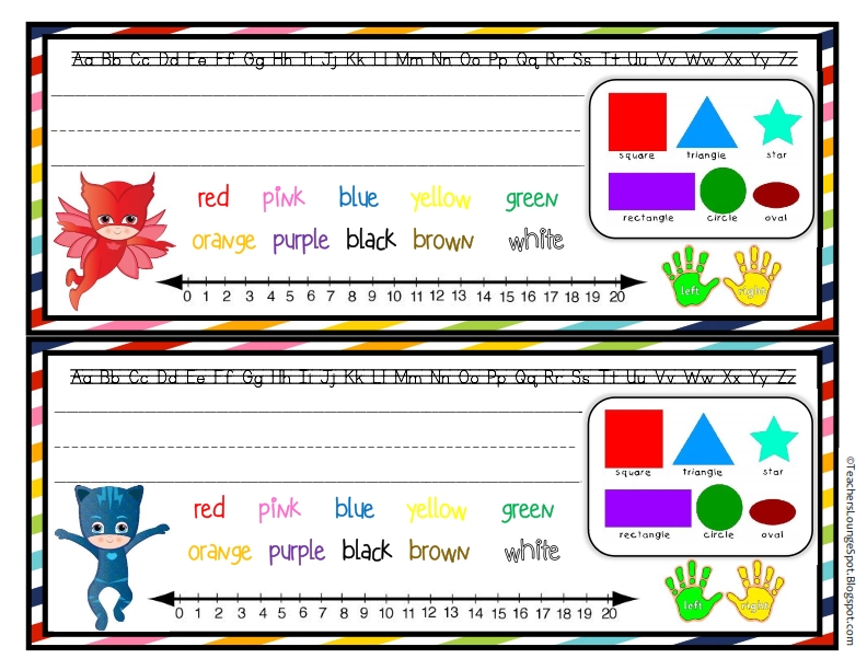 Teacher's Lounge: PJ Masks Desk Plate FREEBIE