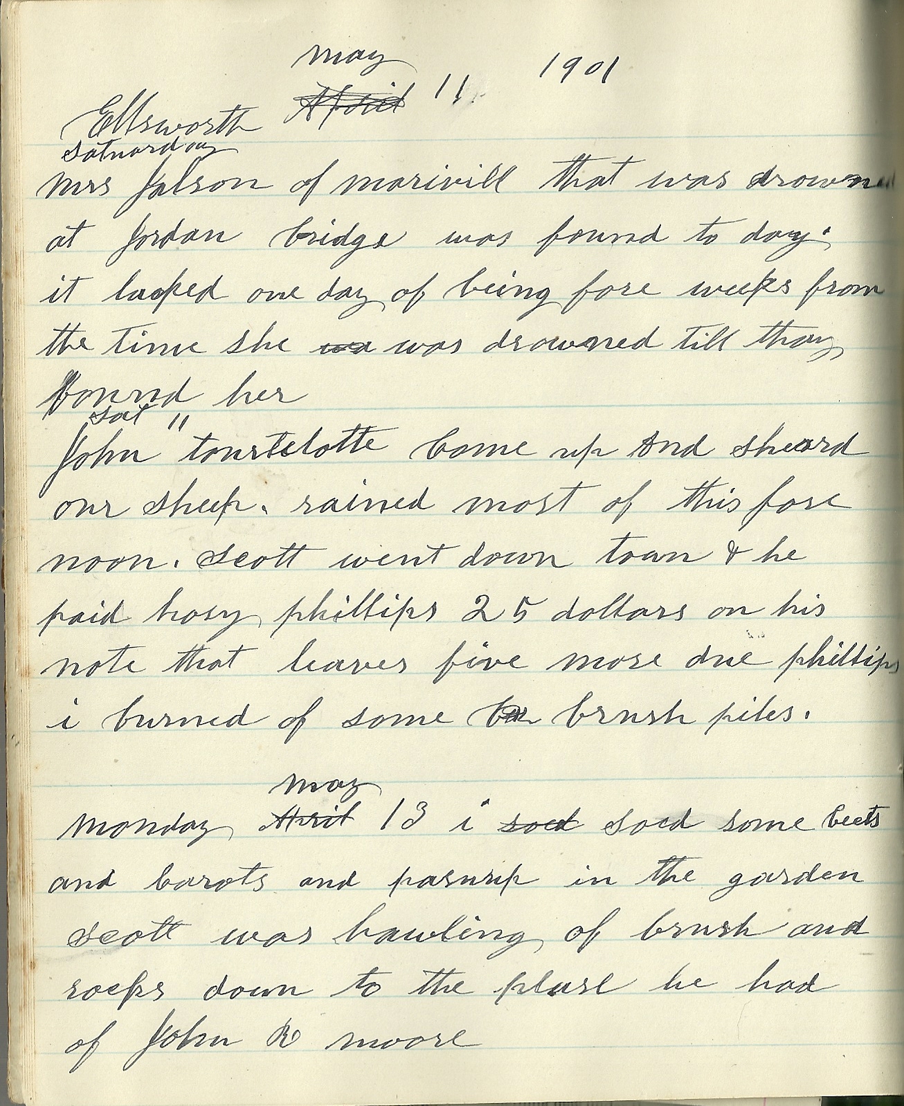 Heirlooms Reunited: May 1901 Entries in Diary of James Moore, Lakewood ...