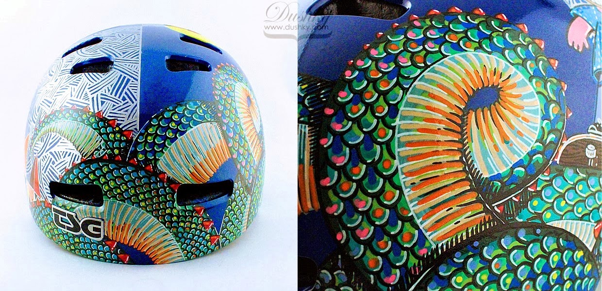 custom geometric dragon helmet