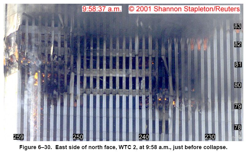 GEEZERPOWER: North face of WTC 2 showing that columns were intact ...