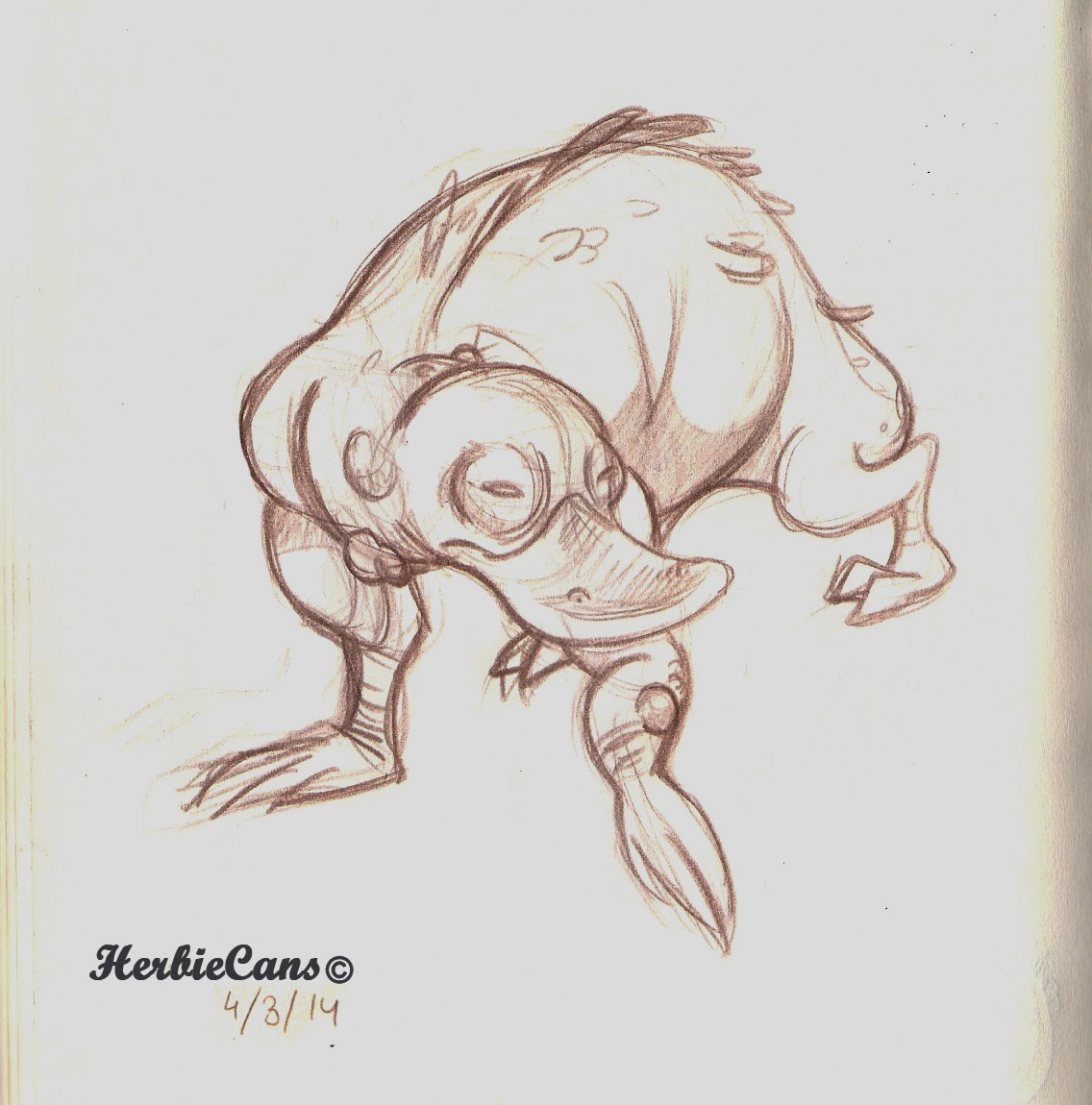 Yes Land: Daily Sketch 4- 3- 14 Mutant duck