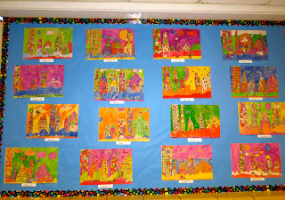 Zilker Elementary Art Class: Second Grade Cityscape Paintings