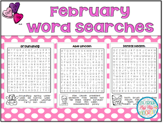 1st Grade Hip Hip Hooray!: February Word Searches!
