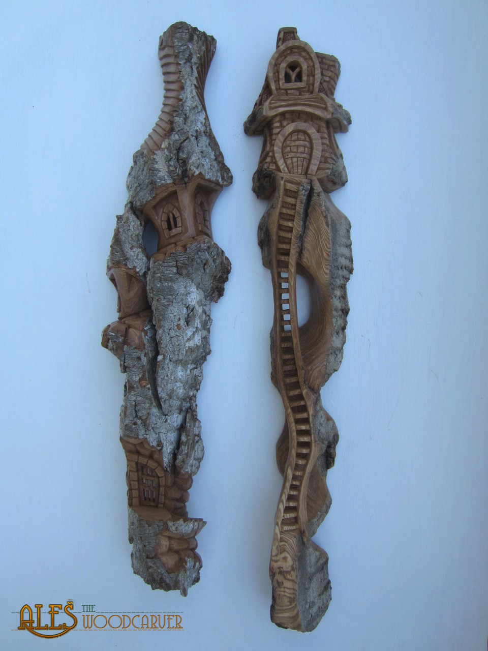 Ales the woodcarver: Cottonwood bark carvings going to New Brunswick