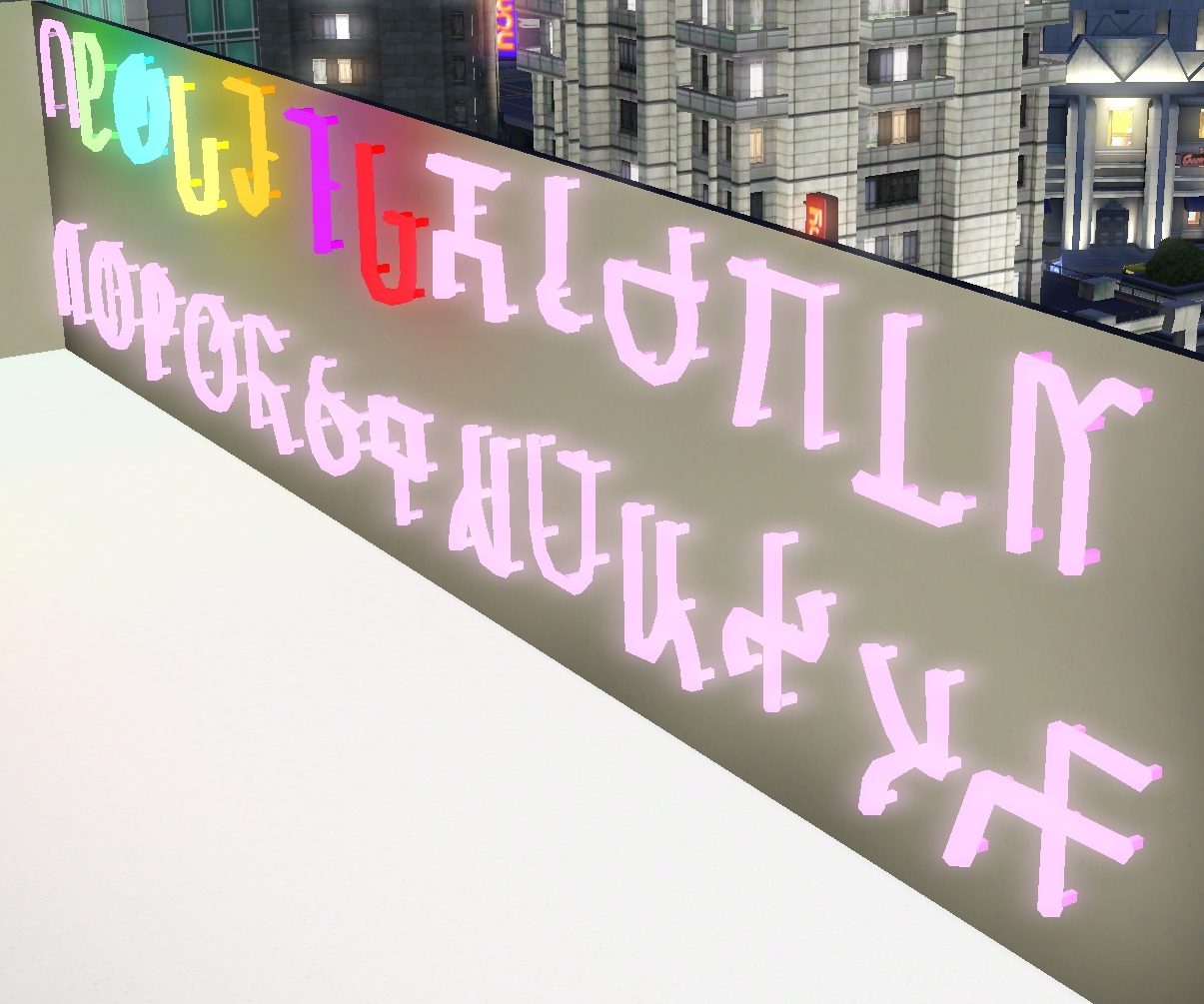 My Sims 3 Blog: UPDATED - Simlish Neon Letters by Porphyria