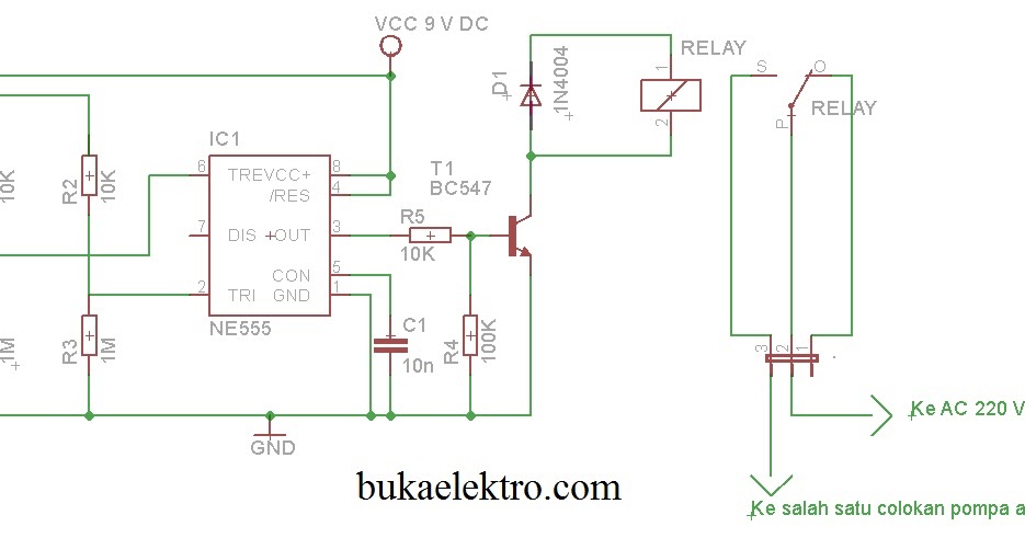 Rangkaian Sensor Ketinggian Pompa Air Otomatis - Buka Elektro