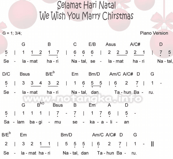 Not Angka Pianika Lagu Selamat Hari Natal - Kunci Dasar Gitar Not Angka Pianika Lagu Selamat Hari Natal - Kunci Dasar Gitar