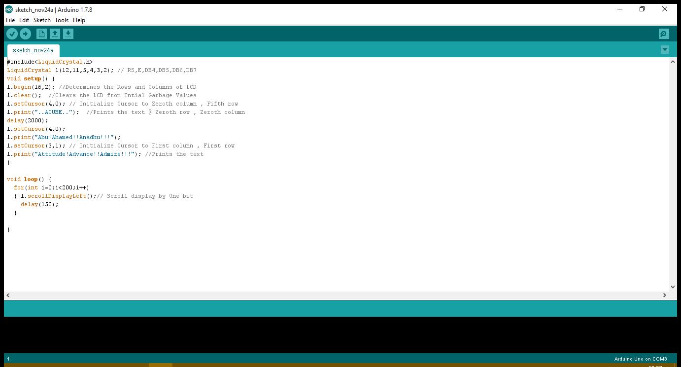 Electronics And Electrical Techy Scrolling Lcd Using Arduino
