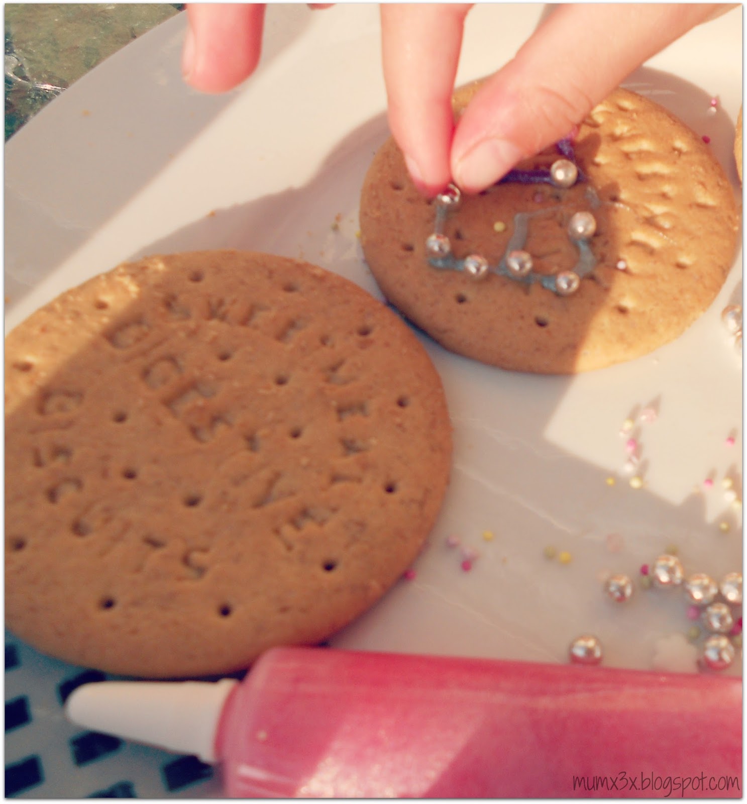 Decorating Digestives. - Ups & Downs, Smiles & Frowns