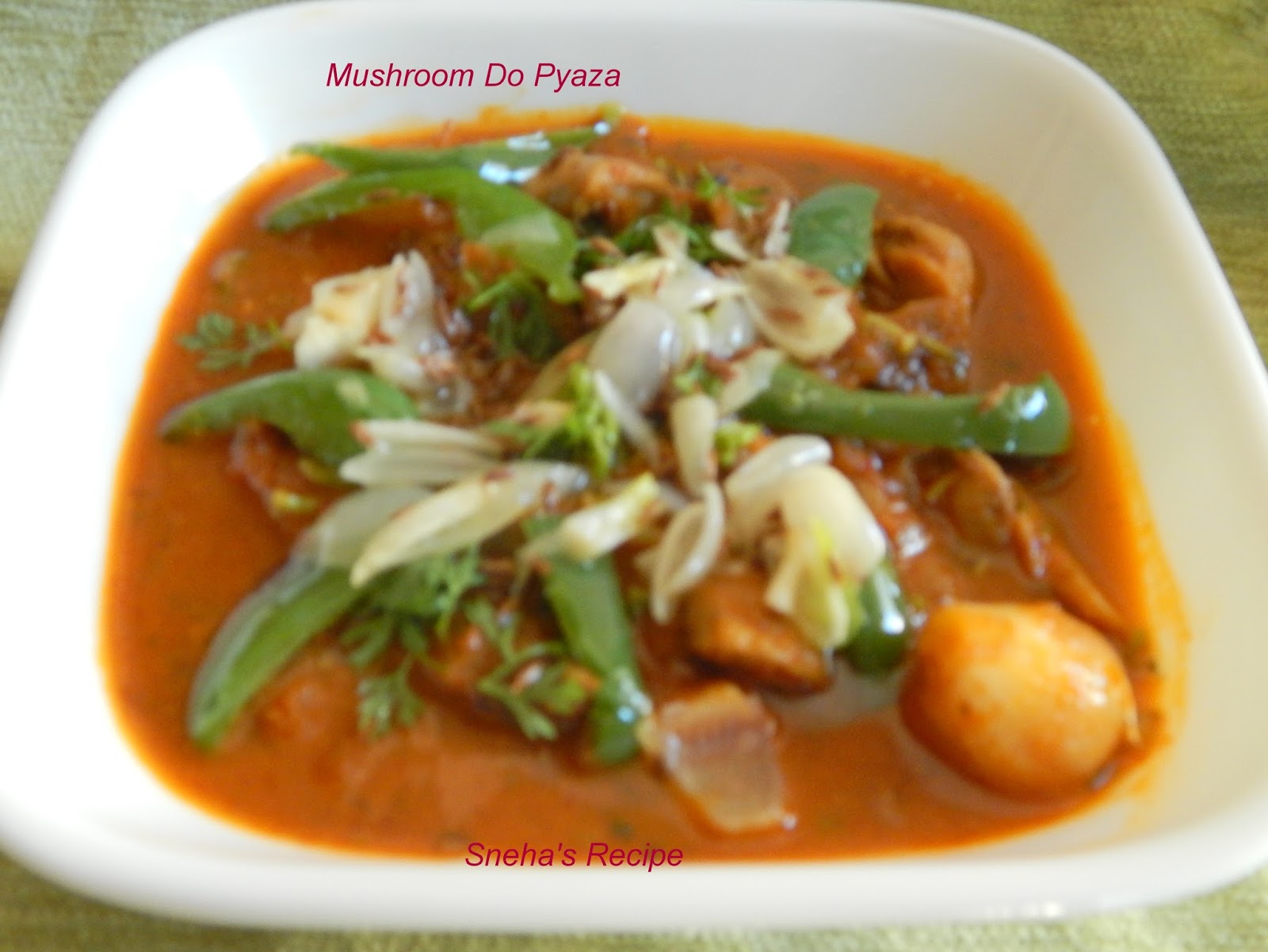 Mushroom Do Pyaza - Sneha's Recipe