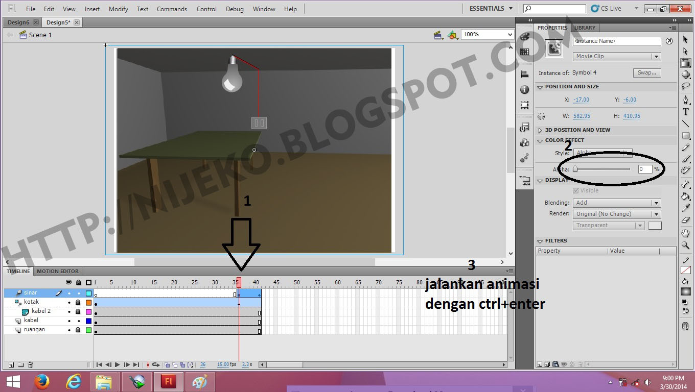 cara membuat animasi cahaya lampu dengan arus listrik - NIJEKOblog