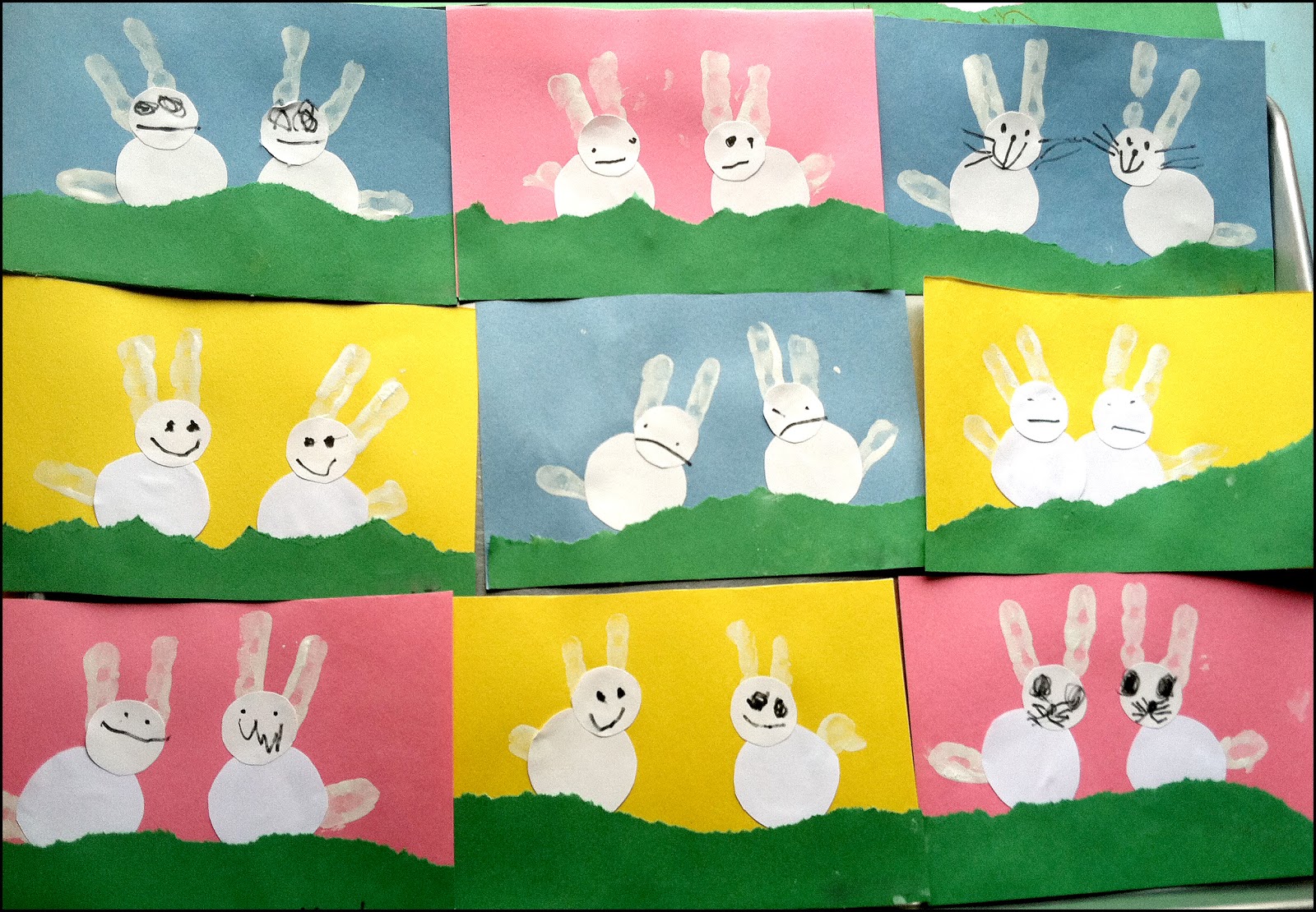 Mama's Little Muse: Bunny pictures from hand stamp