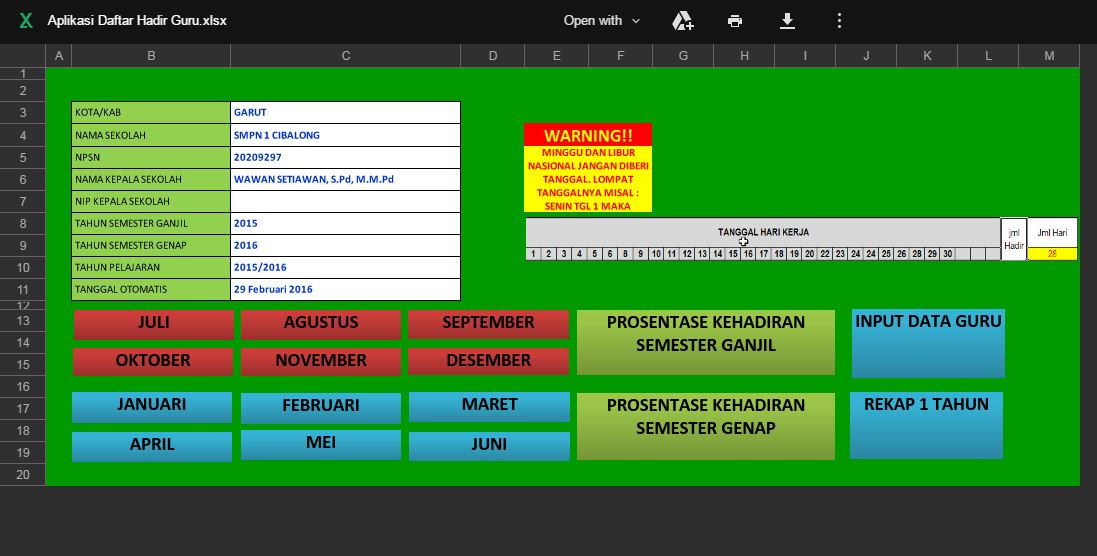 Aplikasi Absensi Kehadiran Guru dengan Laporan Bulanan Otomatis