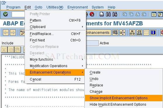 How to Implement SAP ABAP Implicit and Explicit Enhancement Options